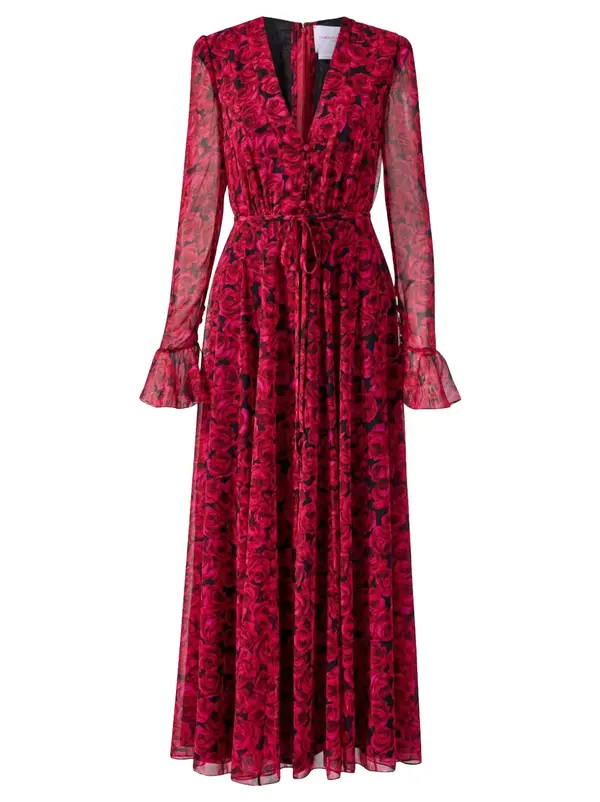 Carolina Herrera Georgette Midi Dress - Red