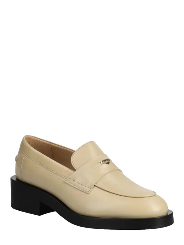 BOSS Logo-plaque Leather Loafers - Neutrals