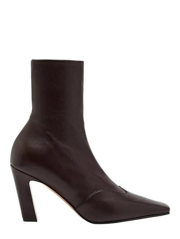 Khaite Nevada 85 Leather Ankle Boots - Brown