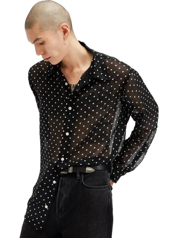 ALLSAINTS Sangha Long Sleeve Relaxed Fit Shirt - Black