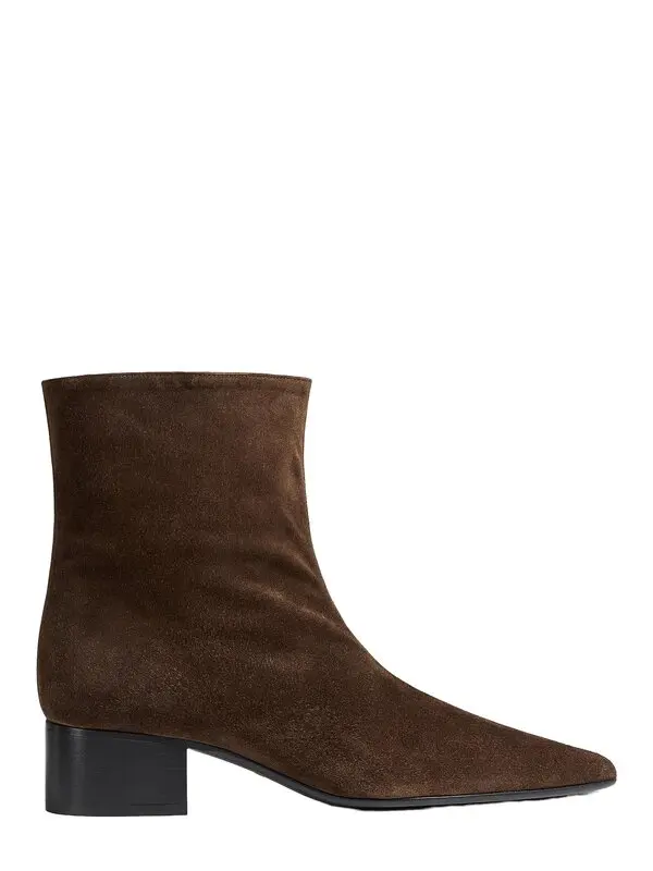 Khaite Andee Ankle Boot In Glazed Leather - Ebano
