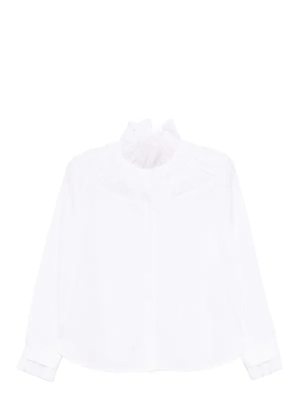 SHANSHAN RUAN Fraise-collar Cotton Shirt - White