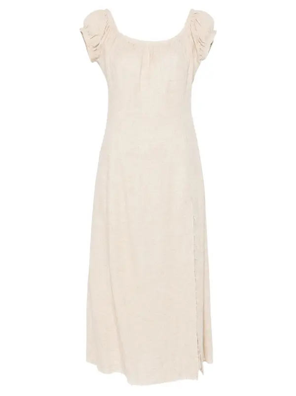 ELENA VELEZ Frayed Midi Dress - Neutrals