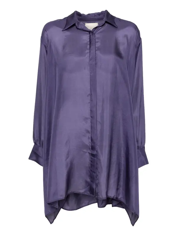 SHANSHAN RUAN Washed Silk Apron Shirt - Purple