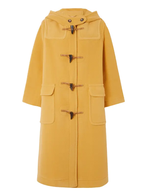 Altuzarra Bailey Hooded Herringbone Wool Coat - Yellow