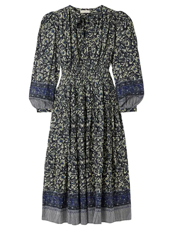 Ulla Johnson Mona Floral-print Midi Dress - Gray