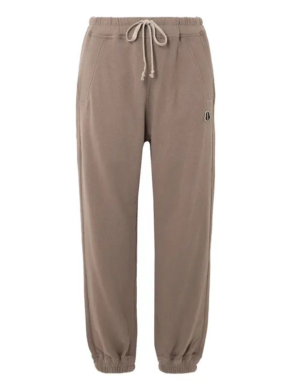 Rick Owens Moncler Appliquéd Cotton-jersey Track Pants - Neutrals