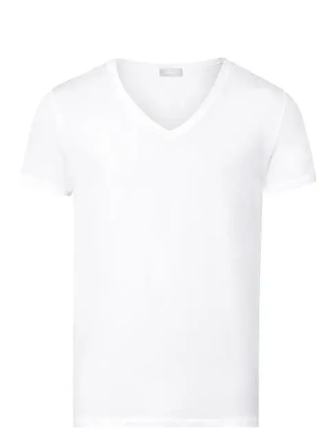 Hanro Cotton Superior Fitted V-neck Cotton T-shirt - White