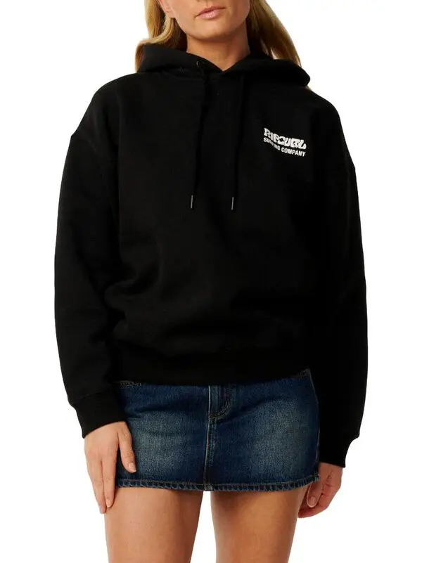 Rip Curl Surf Puff Print Graphic Hoodie - Black