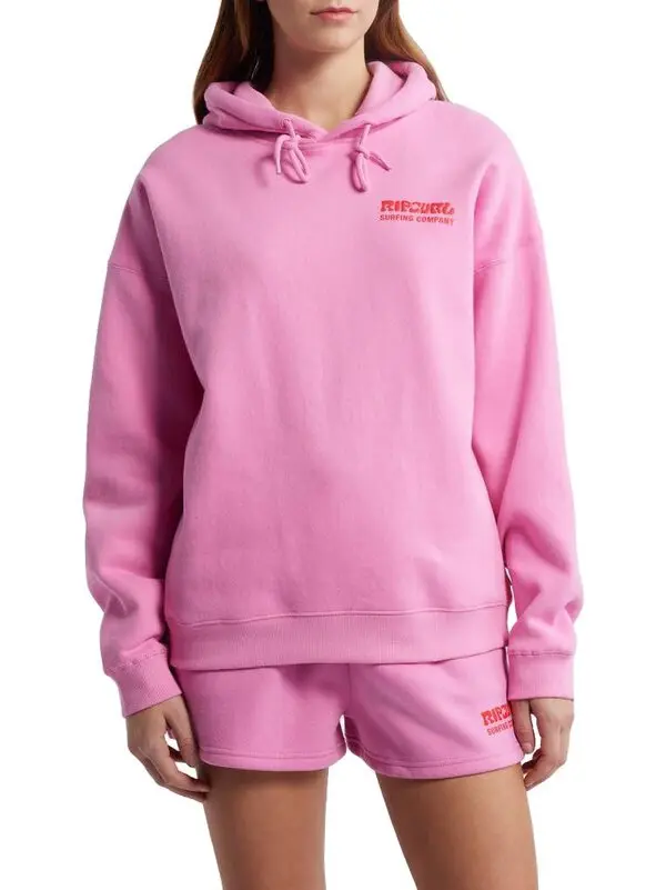 Rip Curl Surf Puff Print Graphic Hoodie - Pink