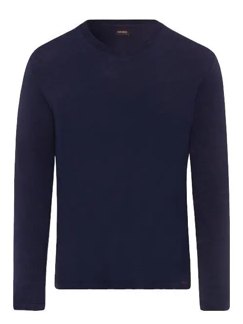 Hanro Long Sleeve V-neck Top - Deep Navy