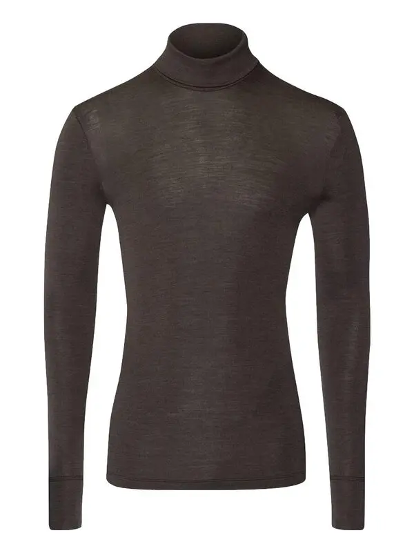 Hanro Woolen Silk Long Sleeve Turtleneck - Earthy Ink