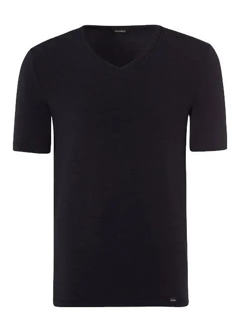 Hanro Natural Function Tencel And Cotton Fitted V-neck T-shirt - Black