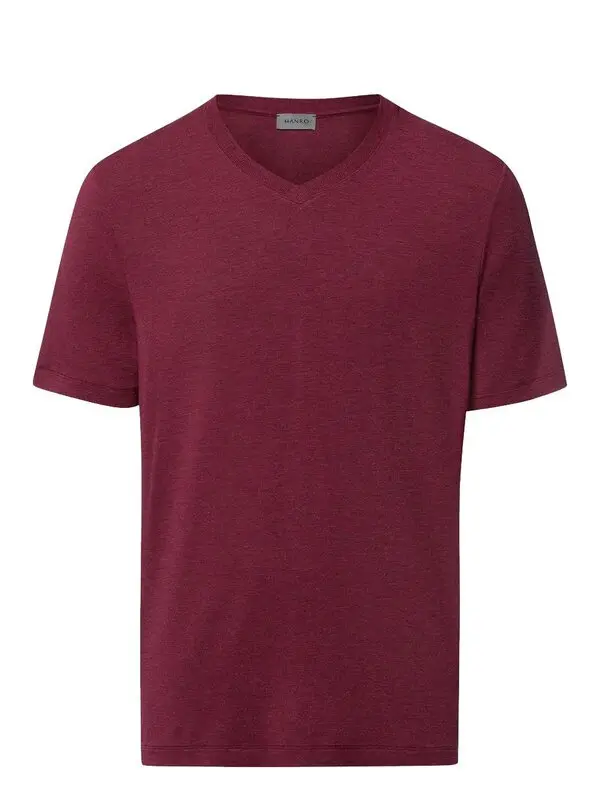 Hanro Casuals Soft V-neck T-shirt - Cabernet Melange