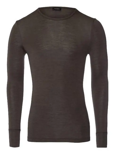 Hanro Woolen Silk Wool And Silk Fitted Top - Earthy Ink