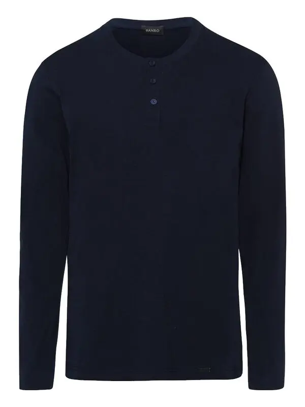 Hanro Living Shirts Long Sleeve Henley - Deep Navy