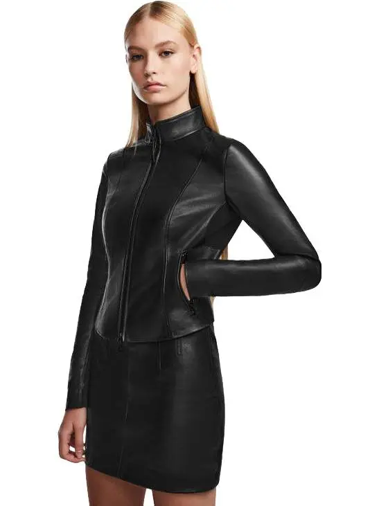 Rudsak Abigail Leather Racer Jacket - Black