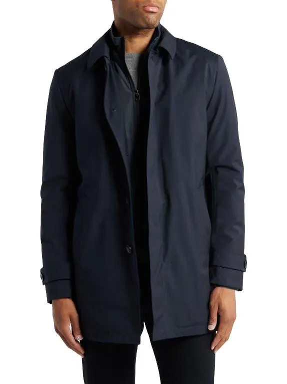 Nordstrom Mac Wool Raincoat - Navy