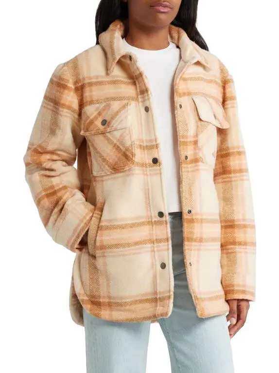 Rip Curl Desert Check Fleece Shacket - Off White