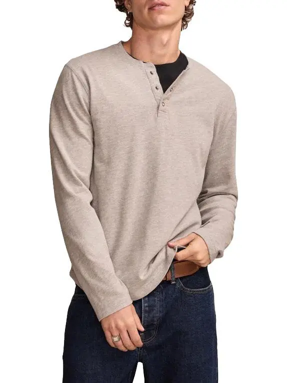 Lucky Brand Weekend Slub Henley - Heather Grey