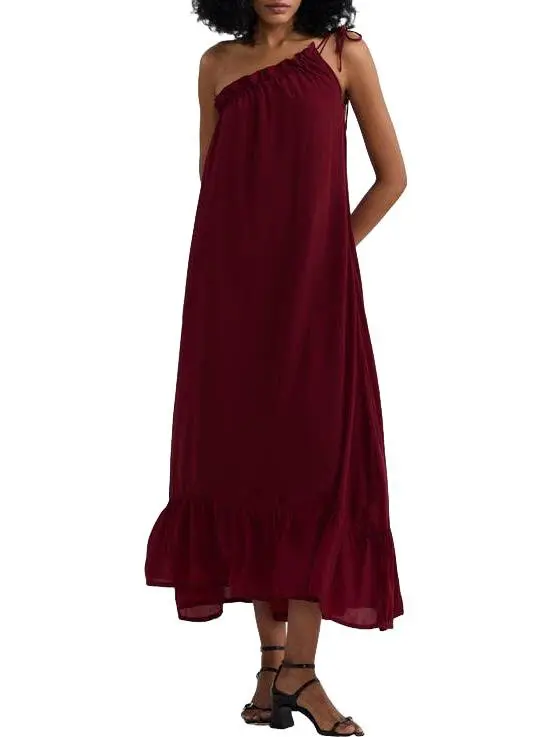 REISTOR One-shoulder Midi Dress - Burgundy