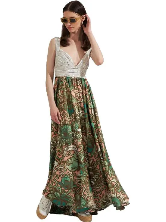 La DoubleJ Vavavoom Maxi Dress - Anemone Pink Olive