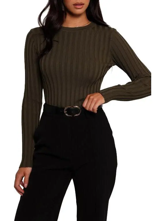 PETAL & PUP Aneesa Ribbed Top - Dark Olive