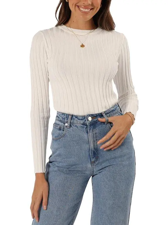 PETAL & PUP Aneesa Ribbed Top - White