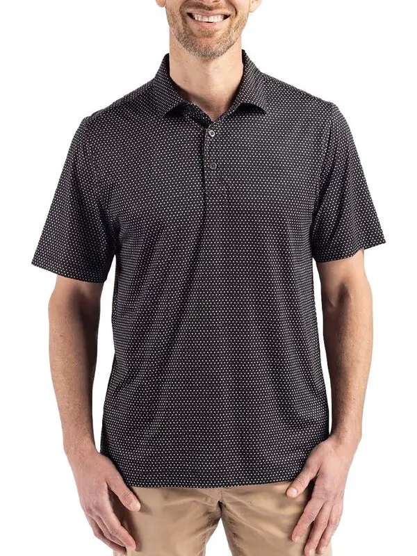 Cutter & Buck Pike Shadow Check Print Polo - Black
