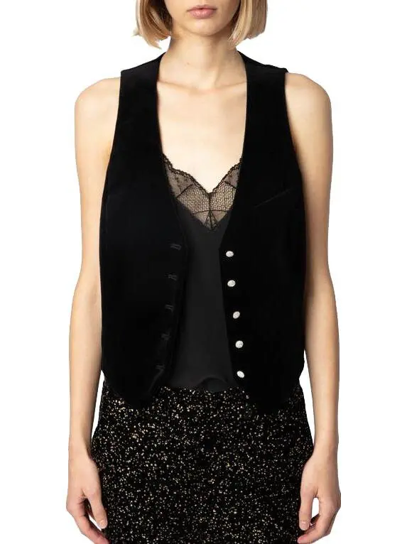 Zadig&Voltaire Emaux Velvet Vest - Noir