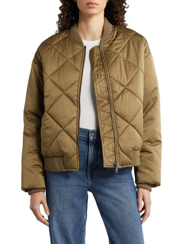 FAVORITE DAUGHTER Quilted Bomber Jacket - Army