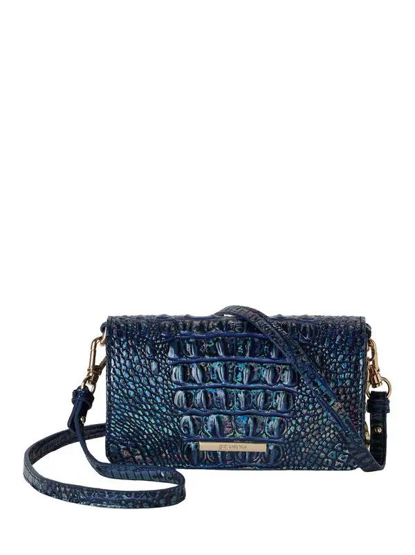 Brahmin Croc-embossed Leather Crossbody Bag - Royal Blue Melbourne