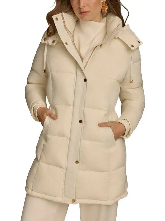 Donna Karan New York Hooded Puffer Jacket - Cream