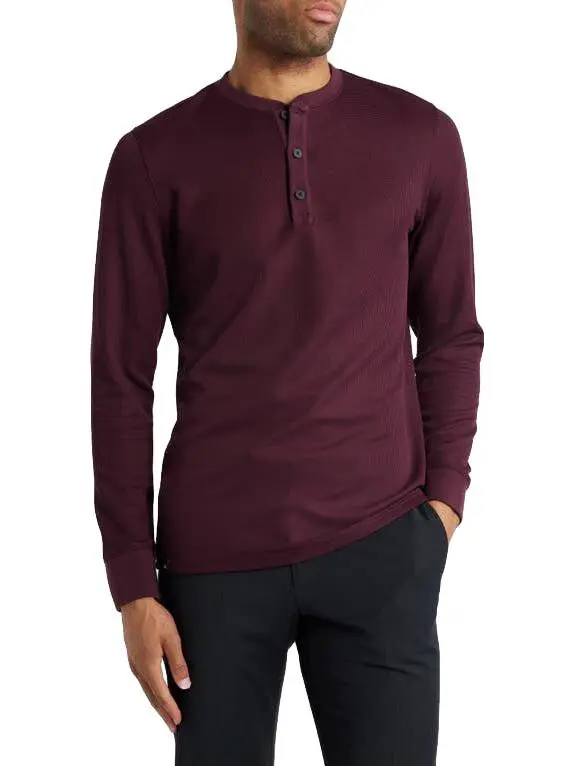 Mizzen+main Henderson Long Sleeve Performance Henley - Wine Solid