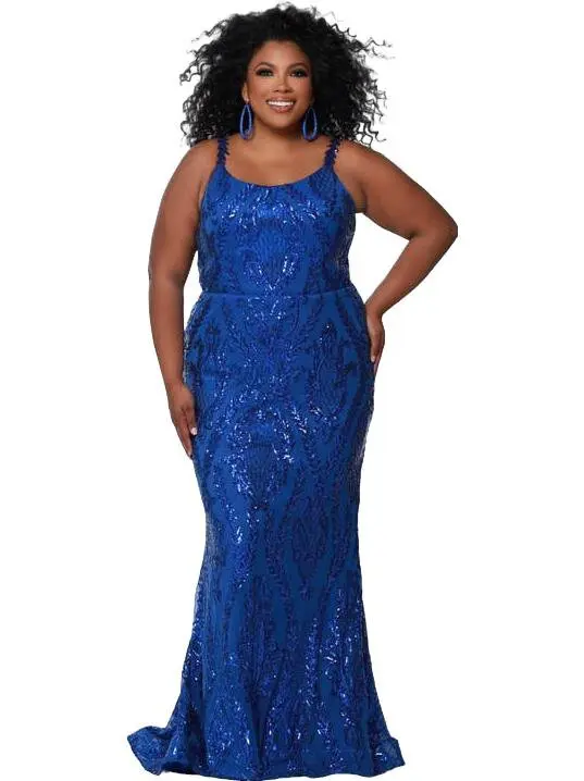 SYDNEY'S CLOSET Sequin Mermaid Evening Gown - Royal