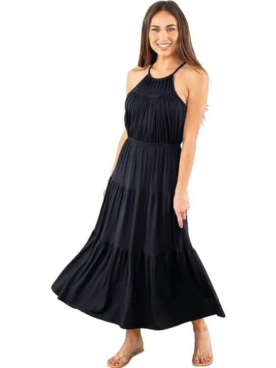 JJWINKS Bon Voyage Tiered Midi Dress - Black