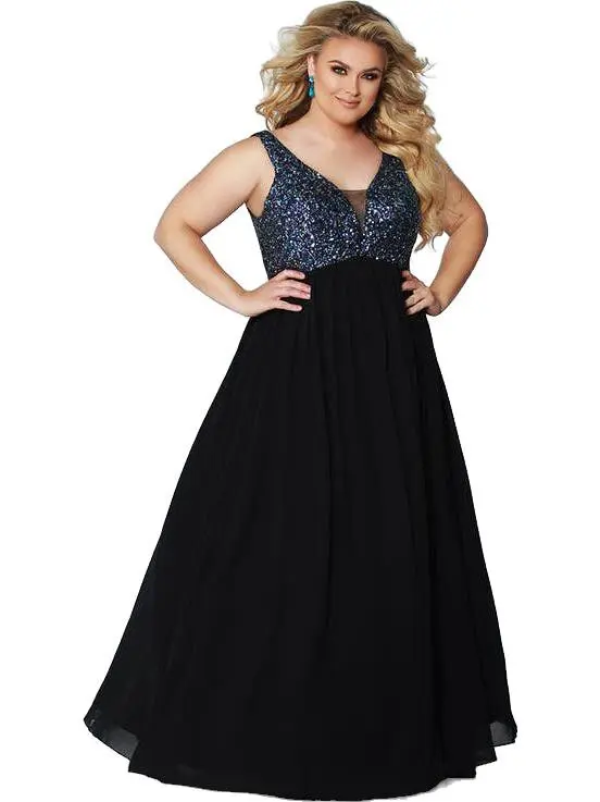 SYDNEY'S CLOSET Sequin Empire Gown - Black/multi