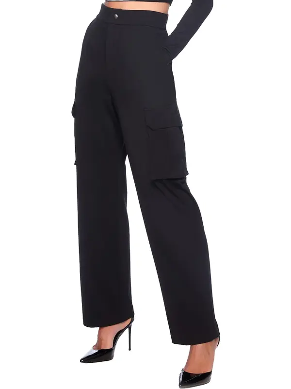 Susana Monaco Stretch Nylon Cargo Pants - Black