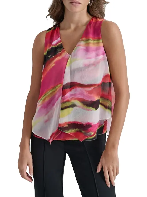 Dkny Printed Chiffon Top - Multi Geode