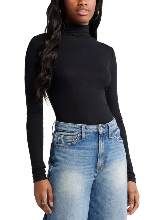 Bp. Turtleneck Ribbed Top - Black