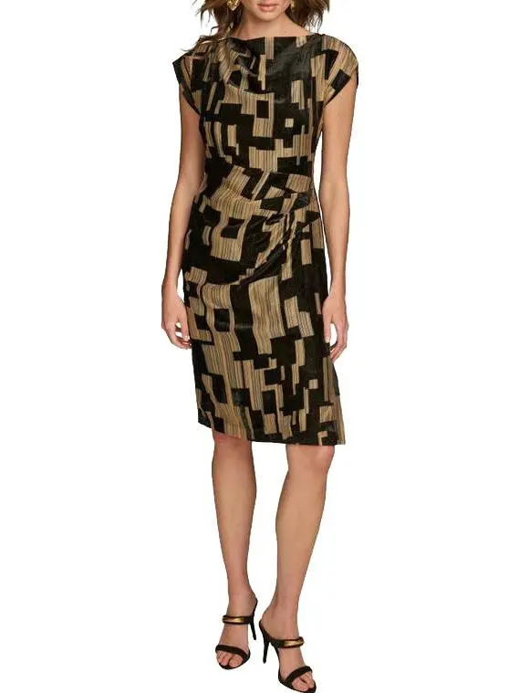 Donna Karan New York Metallic Geo Print Knee Length Dress - Black/gold Multi