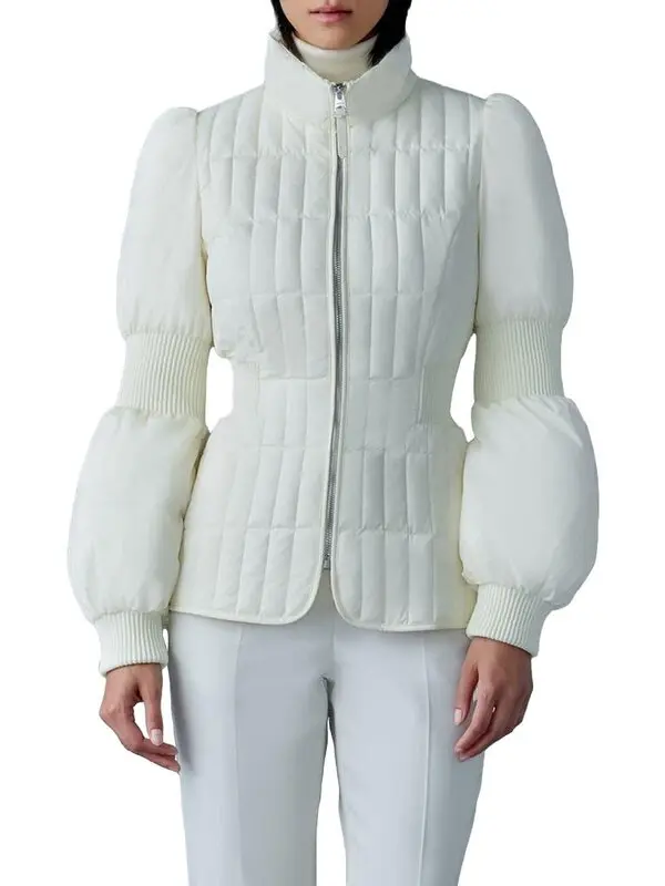 Mackage Felicia Smocked Panel Down Jacket - Cream