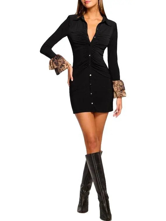 Ramy Brook Arden Long Sleeve Dress - Leopard