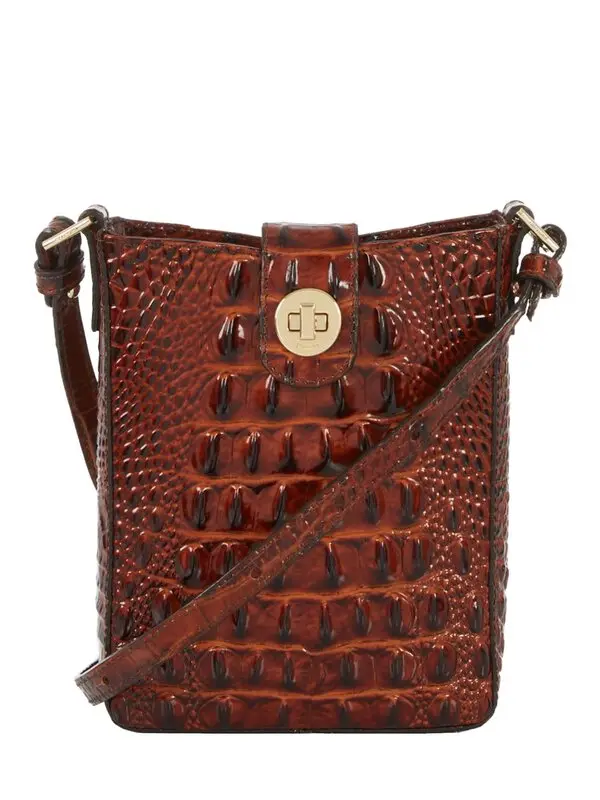 Brahmin Marley Croc Embossed Leather Crossbody Bag - Pecan