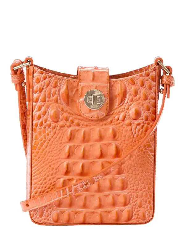 Brahmin Marley Croc Embossed Leather Crossbody Bag - Solar Orange