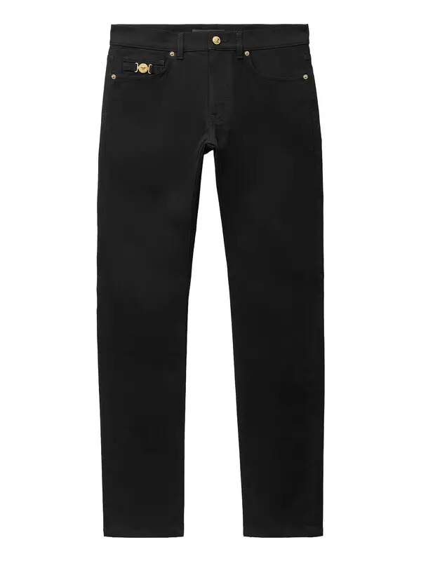 Versace Slim Fit Jeans With Medusa Hardware - Black