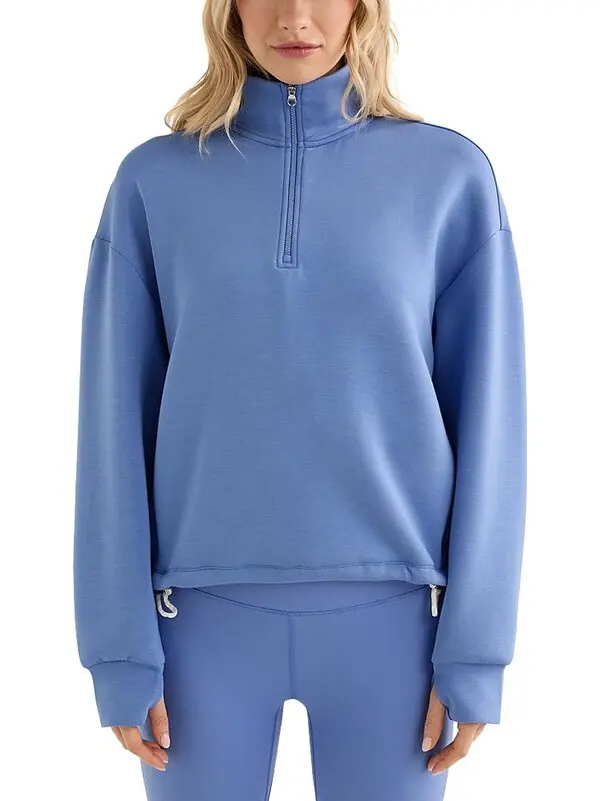 Varley Sian Cropped Half Zip Sweatshirt - Marina