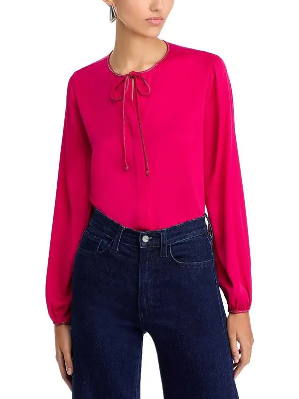 Kobi Halperin Eliza Stretch Silk Blouse - Hot Pink