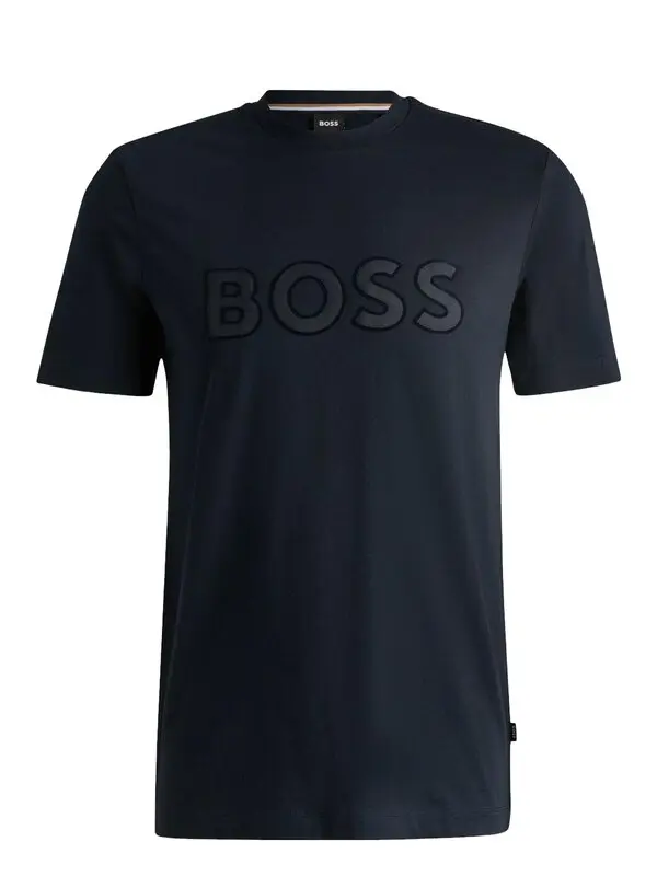 BOSS Logo-patch Cotton T-shirt - Blue