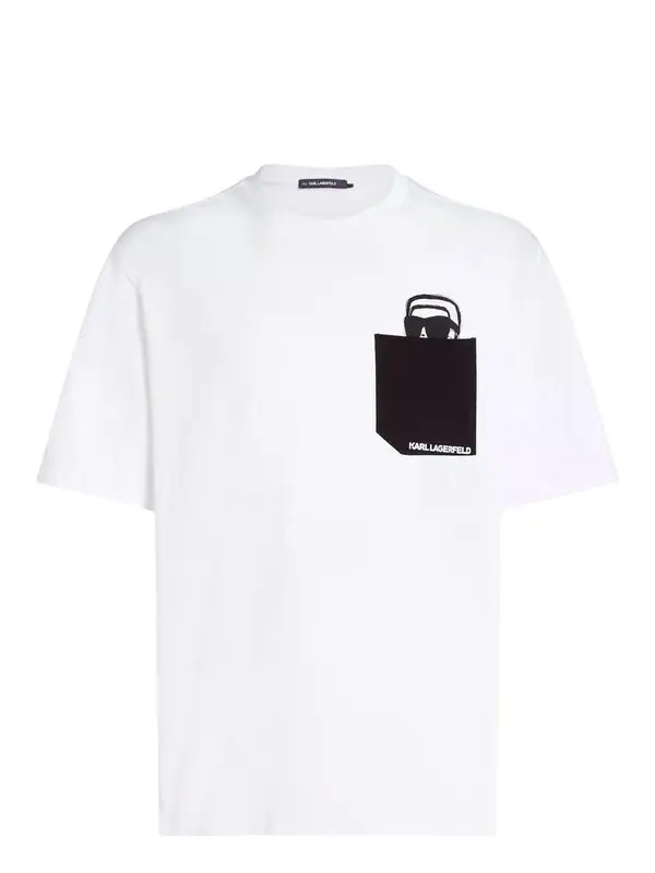 Karl Lagerfeld Ikon Peek-a-boo Pocket Relaxed T-shirt - White